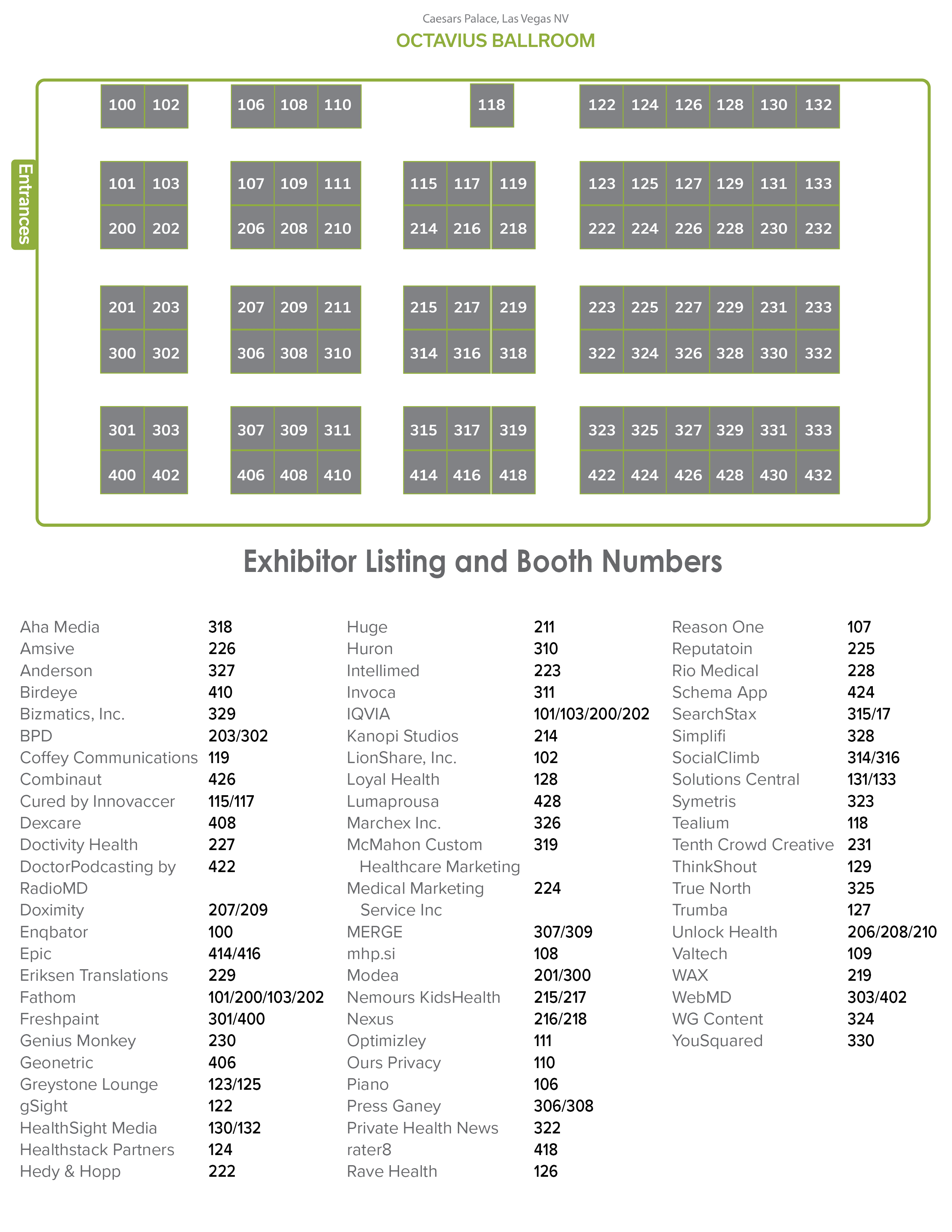 Exhibit Hall Map for HCIC